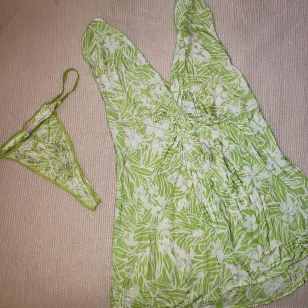 Victoria’s Secret Teddy Negligee Green White L - Gem
